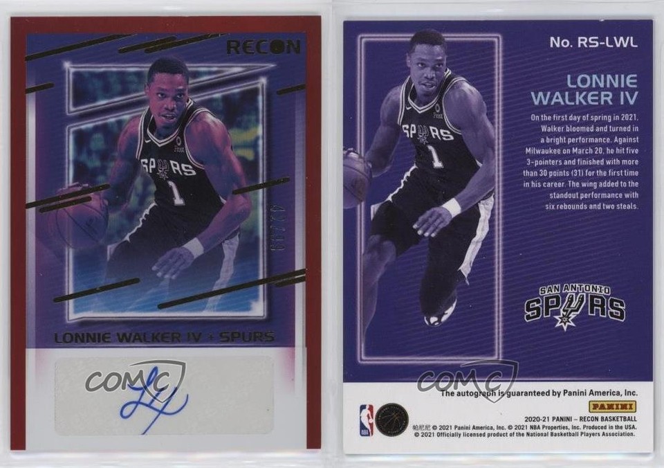 2020-21 Panini Recon Signatures Red 42/99 Lonnie Walker IV #RS-LWL Auto ...