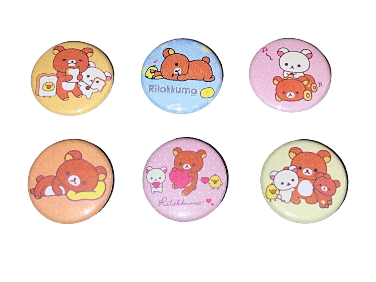 1" LOT OF 6 SAN-X SANRIO RILAKKUMA BUTTON PINS PINBACK [P563] | eBay