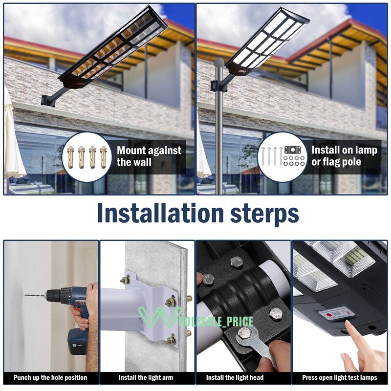 Outdoor Solar Street Light Motion Sensor Lamp Commercial Dusk To Dawn ...