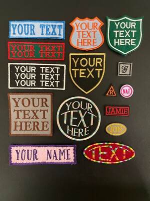 PERSONALISED EMBROIDERED NAME PATCHES BADGES IRON ON SEW ROLLED EDGE ...