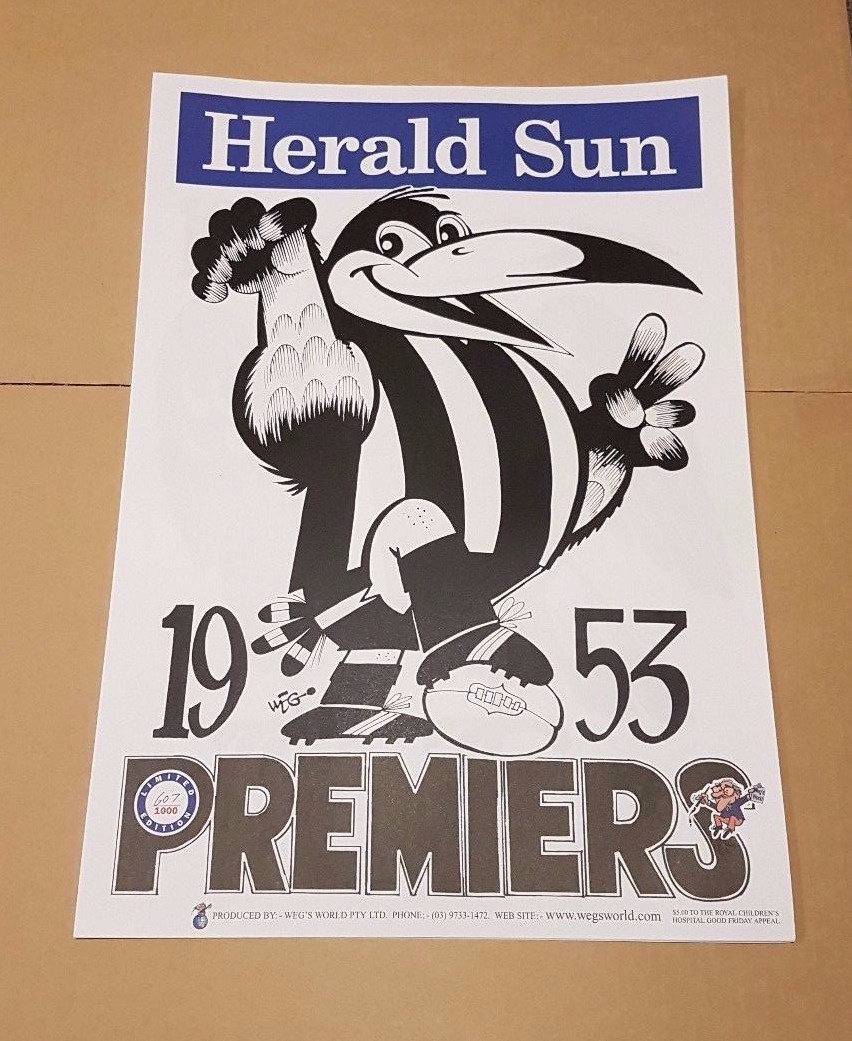 1902 - 1953 COLLINGWOOD PREMIERSHIP WEG POSTER SET OR SINGLE LIMITED ...