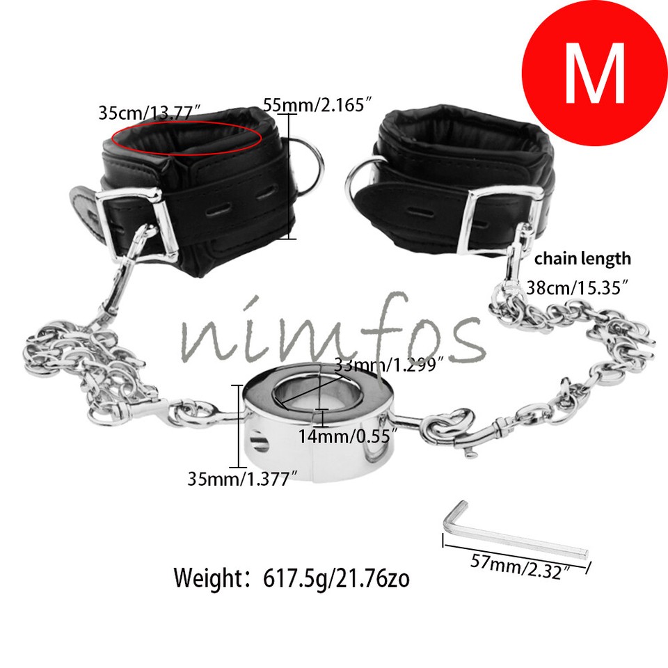 Male Ball Stretcher With Leather Handcuff Ankle cuffs Lock Scrotum ...