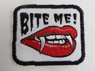BITE ME Vampire Teeth Mouth Embroidery Iron-on Patch | eBay