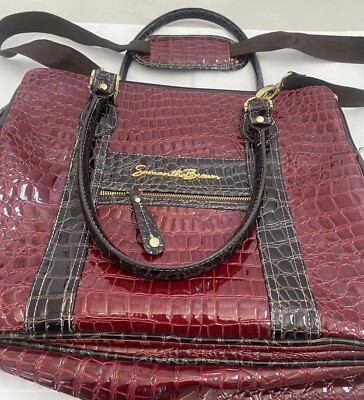 Samantha Brown Red Handbag Travel Brown Shoulder Strap Laptop Business ...