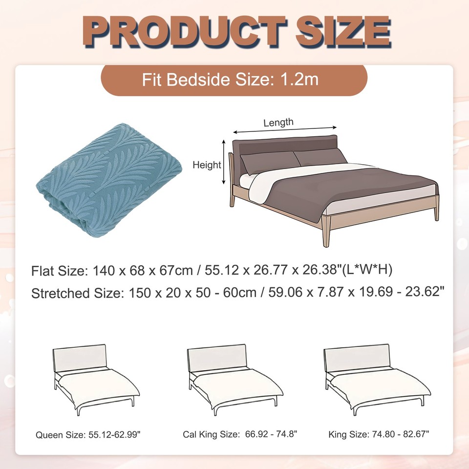 Bed Headboard Slipcover, 59" Jacquard Stretch Protector Covers, Blue | eBay
