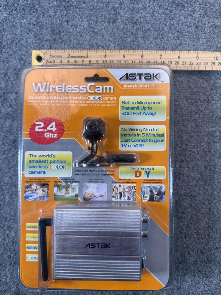 Astak WirelessCam CM-811T 2.4GHz Pinhole Camera Kit Audio Video Receiver System | eBay