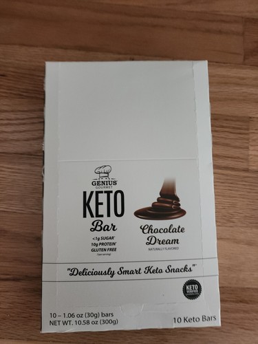 Genius Gourmet Gluten Keto Protein Bar Chocolate Keto Bars 10 CT EXP 6/ ...