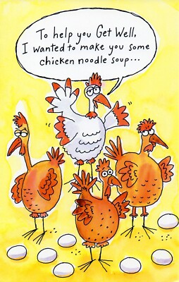 Funny GET WELL Card, Silly Chicken Noodle Soup by Gallant Greetings ...