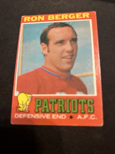 1971 Topps Rookie Card #107 Ron Berger New England Boston Patriots Vg ...