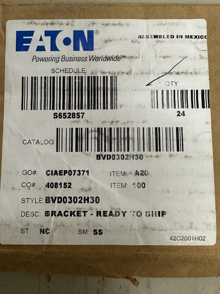 NEW EATON BVD0302H30 Pow-R-Way III Angle Hanger Clip Brackets Box ...