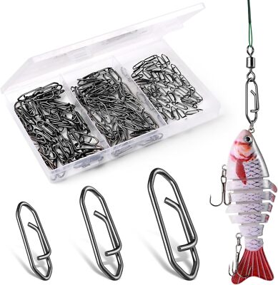 100 x Angeln Wirbel Set Edelstahl Angeln Snaps Angelclip Salzwasser ...