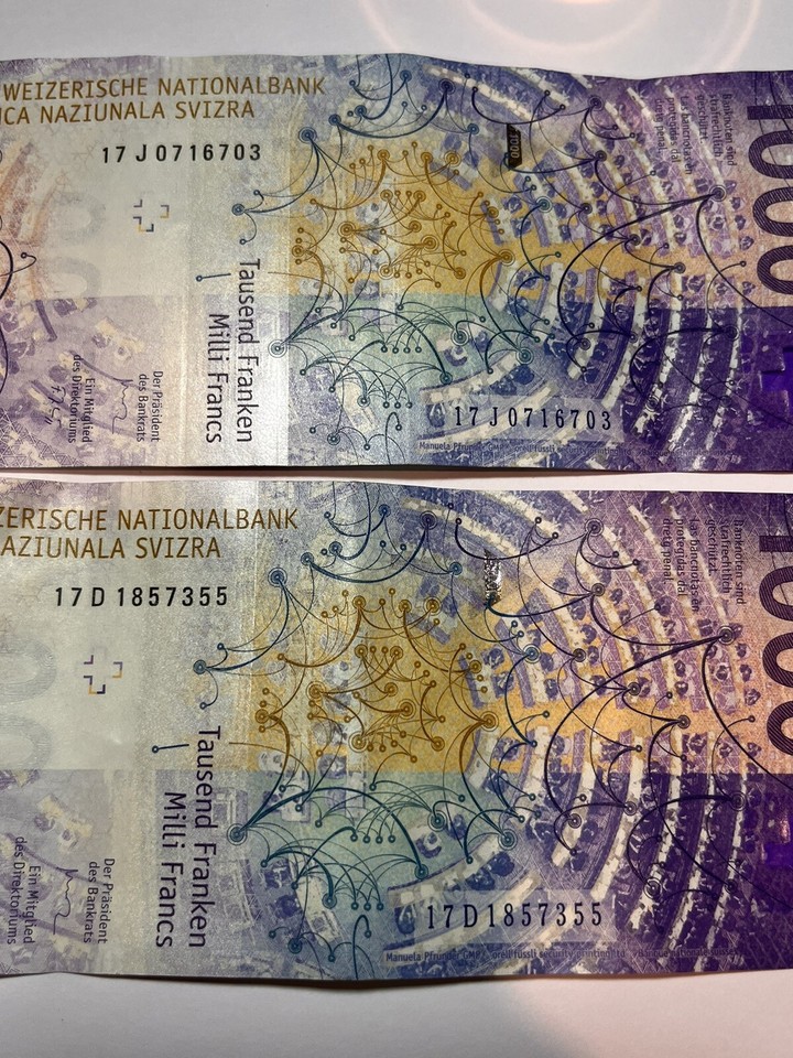 SWITZERLAND SWISS 1000 FRANCS BANKNOTE CIRCULATED. SINGLE 1,000 CHF | eBay