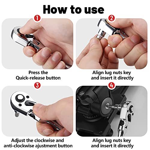 UYECOVE 1/4-Inch Drive Ratchet Flex Head Ratchet 1/4 Ratchet Long ...