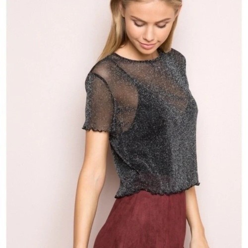 Brandy Melville Porter Sheer Glitter Top | eBay