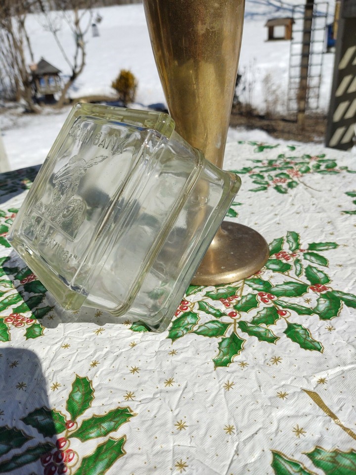 Vintage Glass Coin Bank "See Your Savings" | eBay