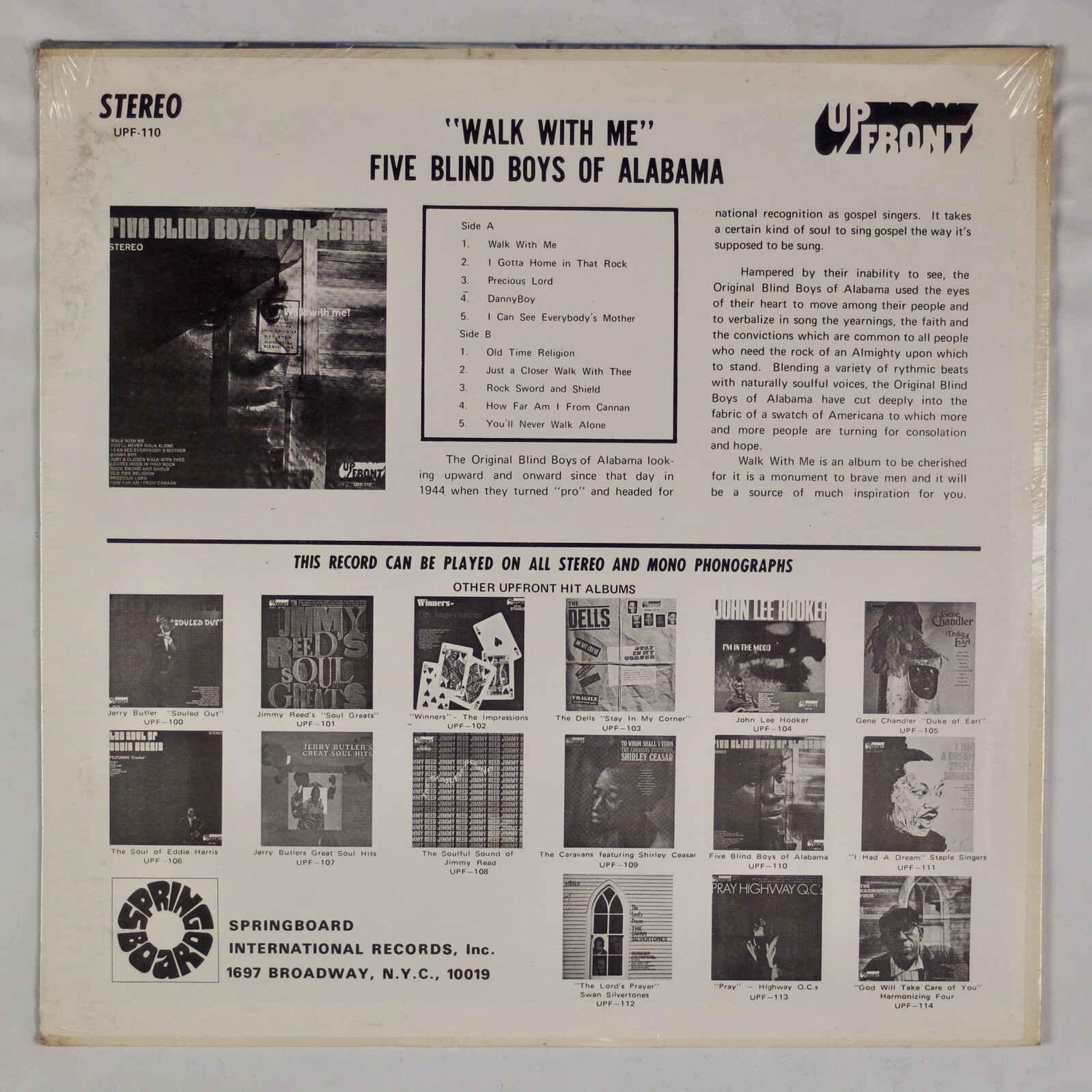 FIVE BLIND BOYS OF ALABAMA: Walk With Me! US Up Front SEALED Gospel ...