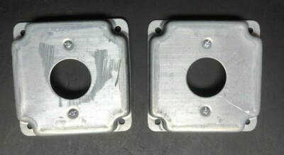 Lot of 2 - Hubbell / RACO Cat# 801C - 4" Square Cover 1.406 Dia. Round ...