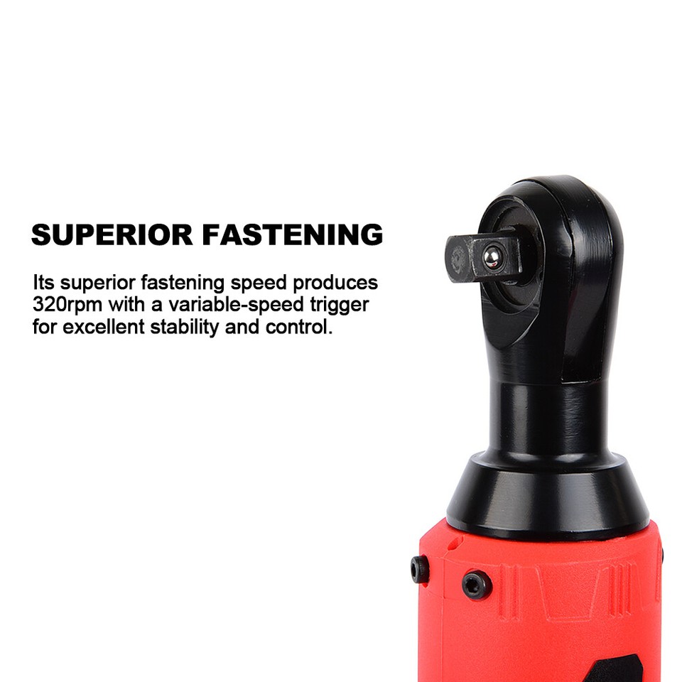 3/8'' Electric Cordless Ratchet Right Angle Wrench Impact Power Tool W ...