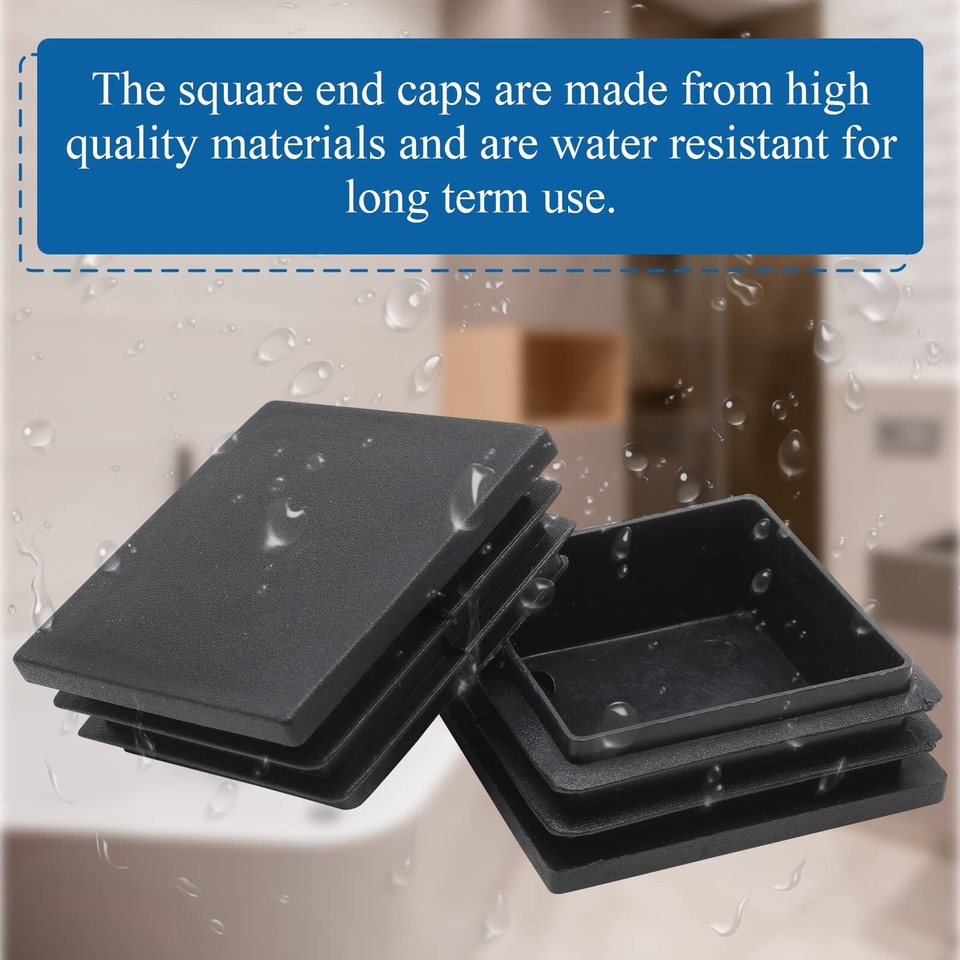 Kemactui 8 PCS Square Tubing End Caps Plastic Plugs, 2 Inch Black Hole ...