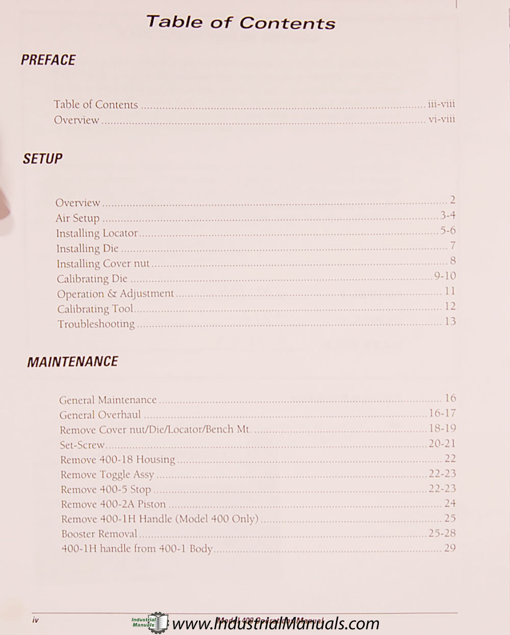 Pico 400 Series, Pneumatic Crimp Tool Service Manual Year (2003) | eBay