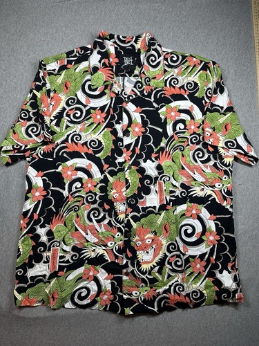 Ed Hardy Japan Dragon Button Up Short Sleeve Shirt Casual Mens Extra ...