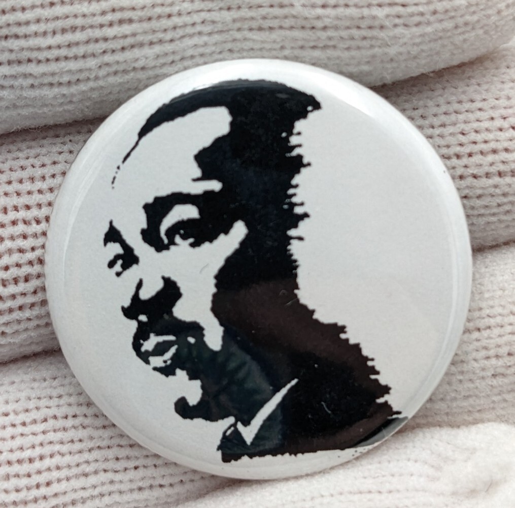 Martin Luther King Jr. Metal Pinback Button Pin Badge MLK Profile Blk ...