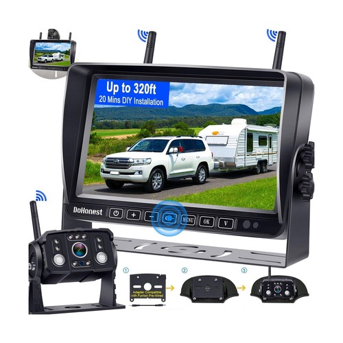 DoHonest RV Backup Camera Wireless HD 1080P 7'' Rear View DVR Monitor ...