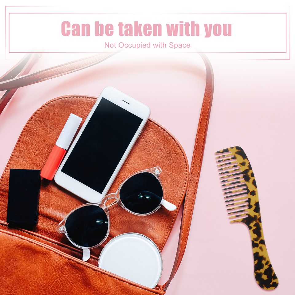 Wide Tooth Comb Acetate Wide Comb 6.89"x1.57" Leopard Print Pattern ...