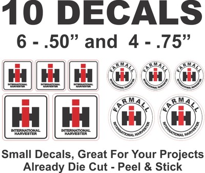 10 Small IH International Harvester Tractor Die Cut Vinyl Decals ...