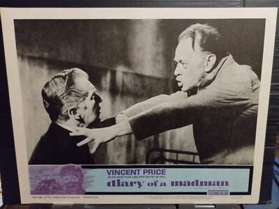 Lobby Card 1963 DIARY OF A MADMAN Vincent Price crazed H Stephens choke ...
