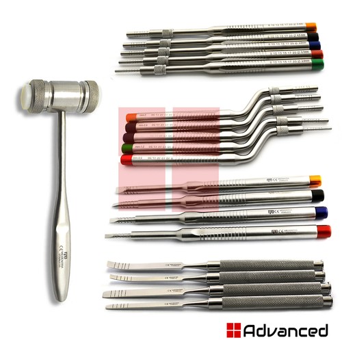 Dental Offset Osteotomes Concave Tips Straight+Curved Oral Surgery Bone ...