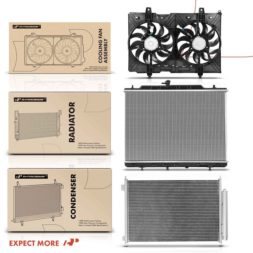 A-Premium Radiator & AC Condenser & Cooling Fan Kit for Nissan Rogue 08 ...