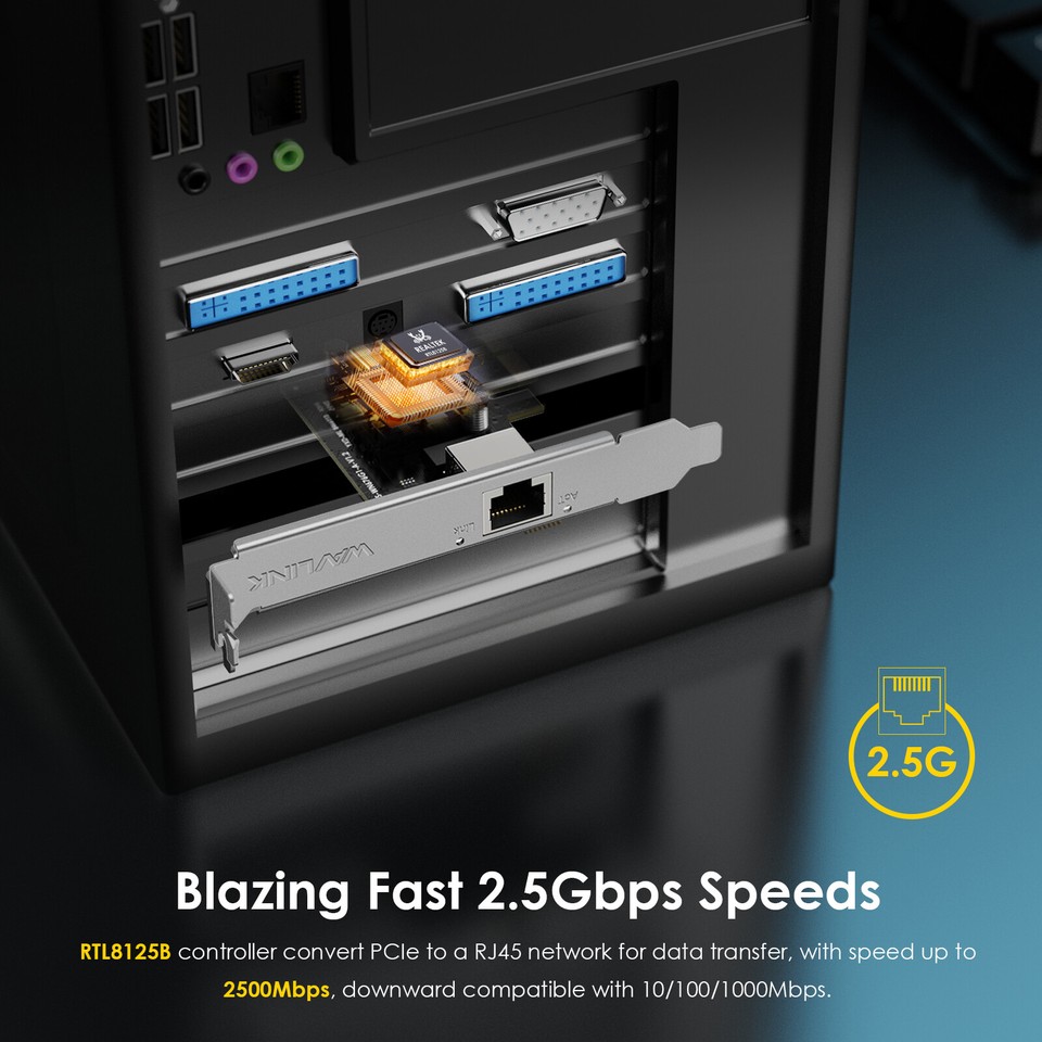 2.5Gb Network Card PCI Express Gigabit Ethernet Card with Low Profile ...