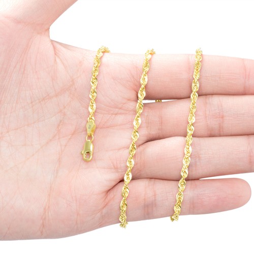 10K Yellow Gold 1.5mm-4mm Laser Diamond Cut Rope Chain Pendant Necklace ...
