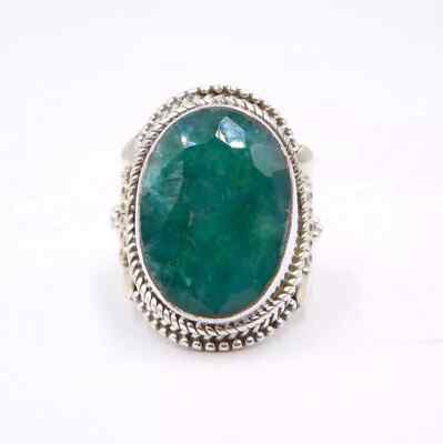 7.90 Gm 925 Sterling Silver Natural Emerald Cut Gemstone Nepali Ring ...