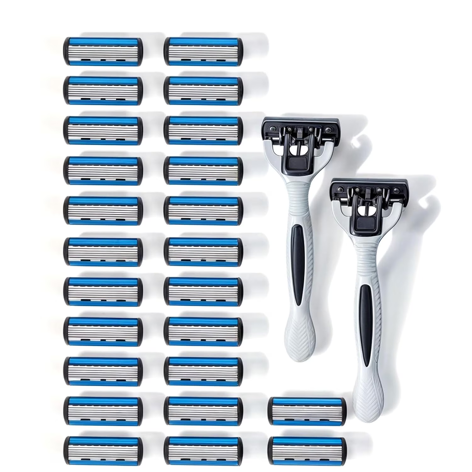 24 Stainless Steel 6 Blade Shaving Razor for Men Beard Mustache ...