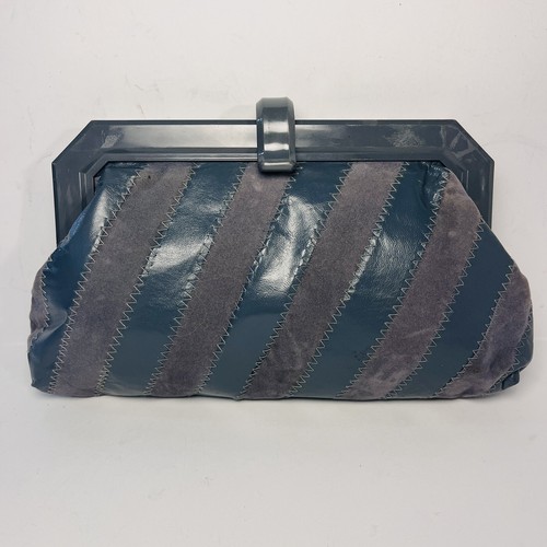 Vintage La Regale Blue Gray Clutch Purse Diagonal Stripes Faux Leather ...