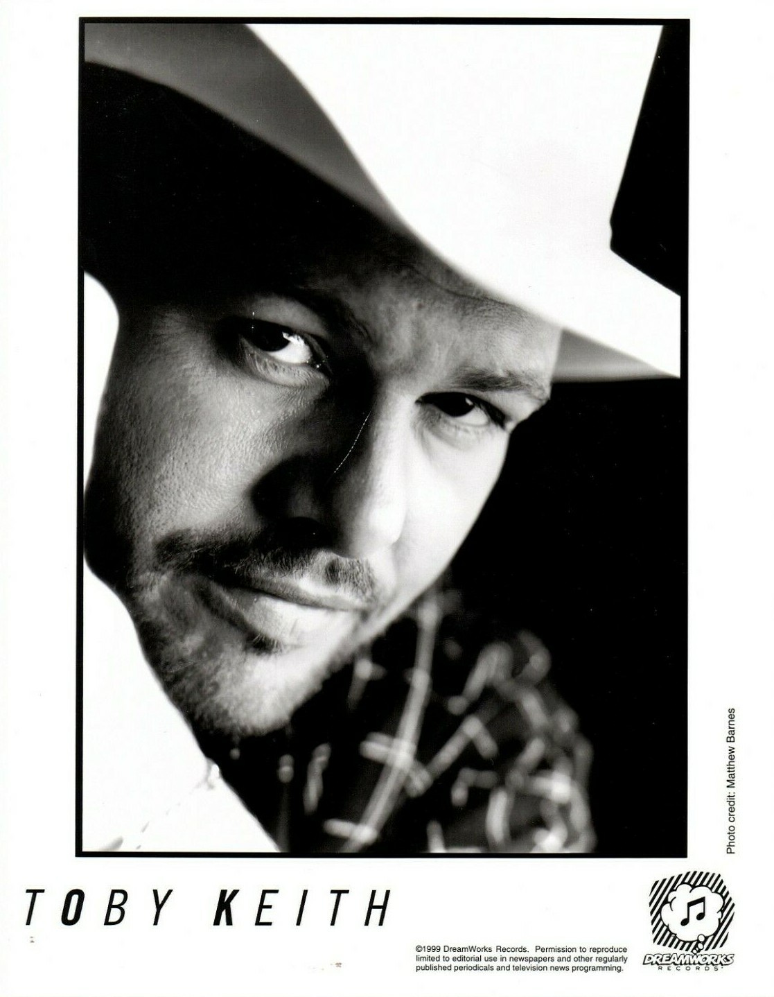 vtg 90s young TOBY KEITH PROMO PHOTOGRAPH Publicity Press B&W 8x10 ...