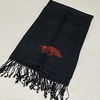University Of Arkansas Razorbacks Women Black Scarf Rhinestone Logo ...