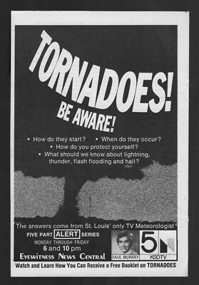 1977 KSD ST LOUIS TV NEWS AD ~ DAVE MURRAY WEATHER REPORTER ~ TORNADOES ...