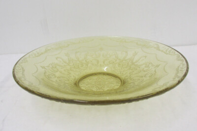 MADRID PATTERN AMBER INDIANA GLASS 11 " LOW CONSOLE BOWL RECOLLECTION ...