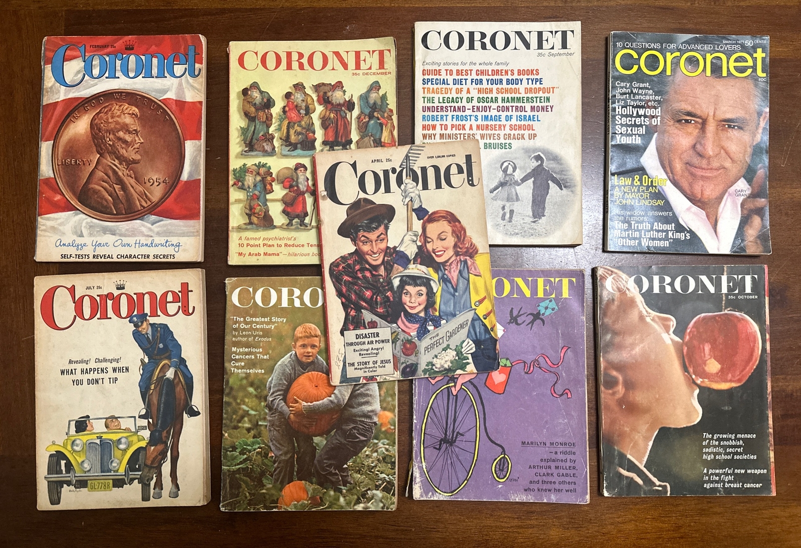 Vintage Coronet Magazine Lot of 9 Issues 1950-70s Cary Grant Marilyn ...