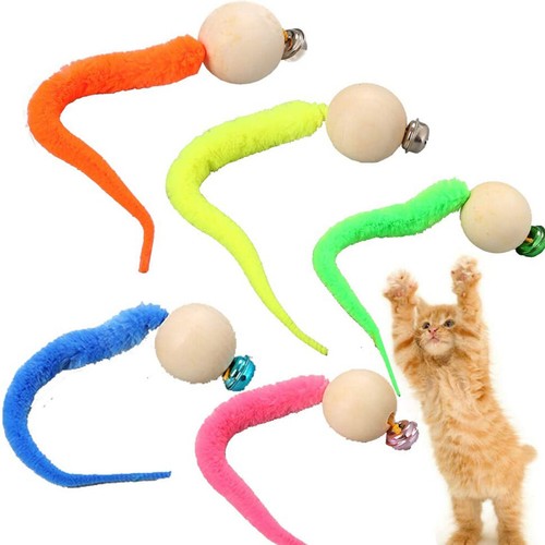 5pcs Interactive Cat Worm Ball with Bell Funny Wobbly Balls Cat Bell ...