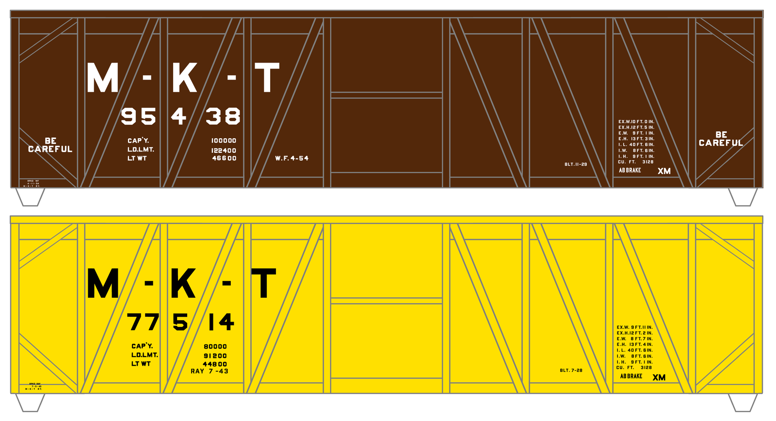 K4 HO Scale Decals Missouri Kansas Texas MKT Katy 40 Ft SS Boxcar Black ...