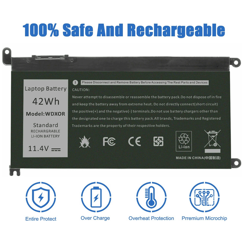 🧡LOT 1-100x WDX0R WDXOR Battery For Dell Inspiron 13 5368 5378 5379 ...