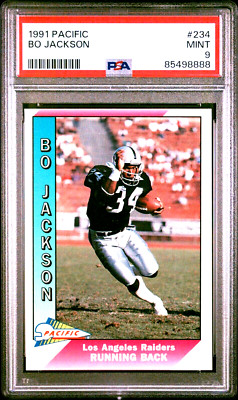LOW POP! PSA 9 MINT Graded 1991 Pacific Bo Jackson #234 Raiders ...