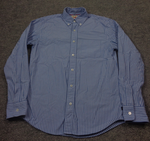 Relwen Shirt Mens M Blue Striped Button Up Long Sleeve Cotton Huckberry ...