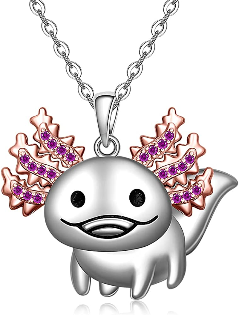 Axolotl Necklace for Women Sterling Silver Cute Mexican Axolotl Charms ...