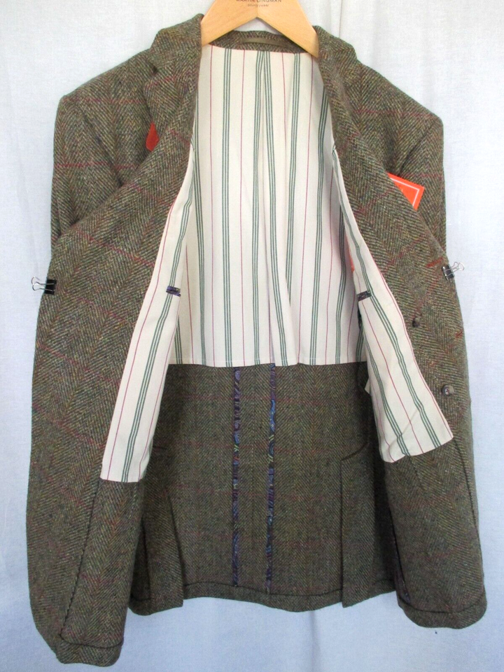 Martin Dingman Mens Field Jacket 44L Brown Harris Tweed Elbow Patches ...