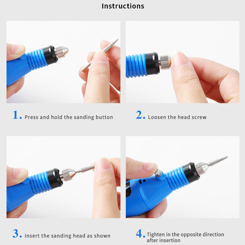 Electric Nail File Art Drill File Acrylic Manicure Pedicure Portable ...